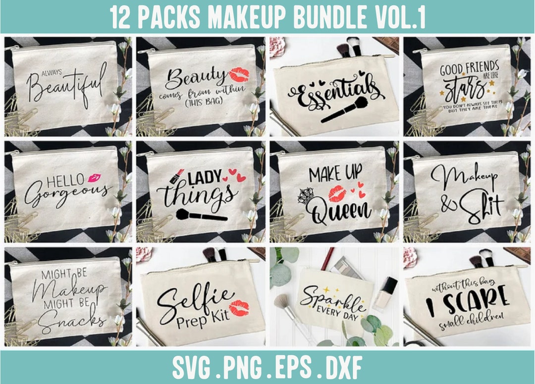 Makeup Bag Svg, Makeup Bundle Svg, Canvas Bag Svg, Cosmetic Bag Svg ...