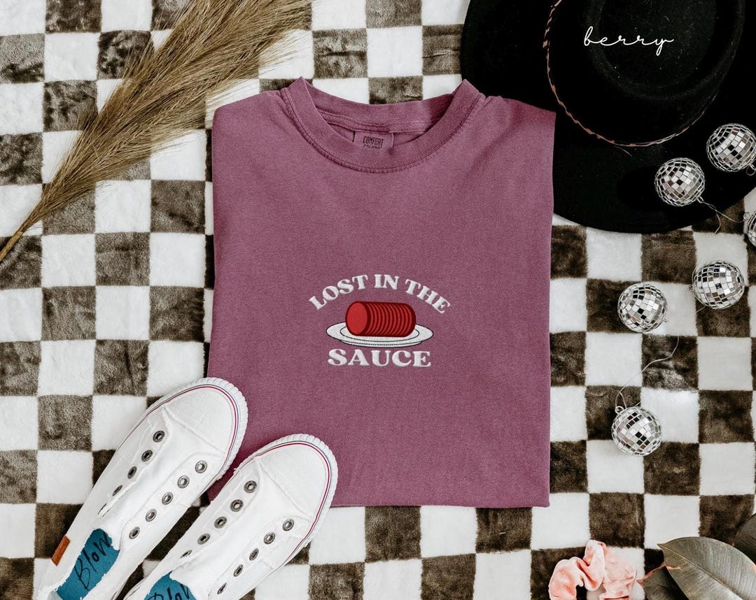 Embroidered Cranberry Sauce Shirt, Funny Thanksgiving Comfort Colors ...