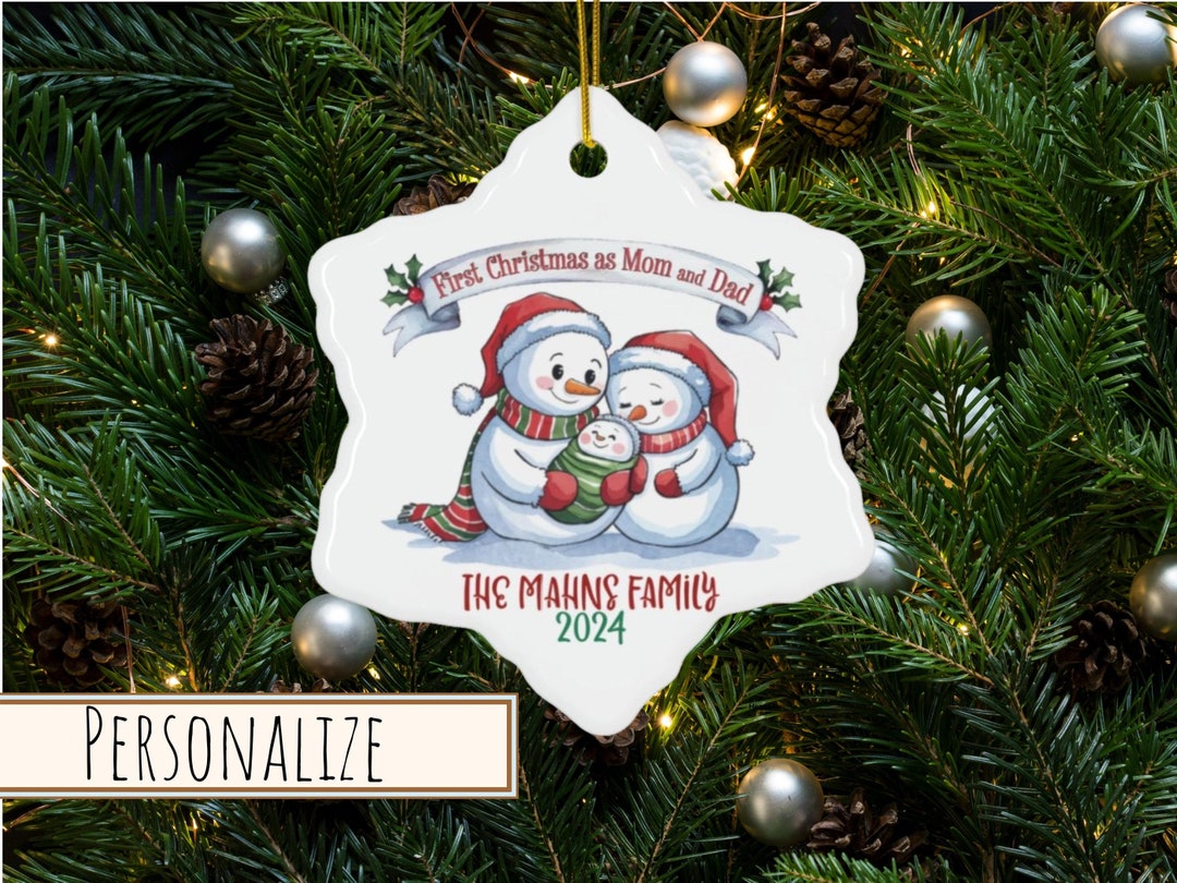 Mom and Dad Ornament, Snowman Family, First Christmas as Parents ...