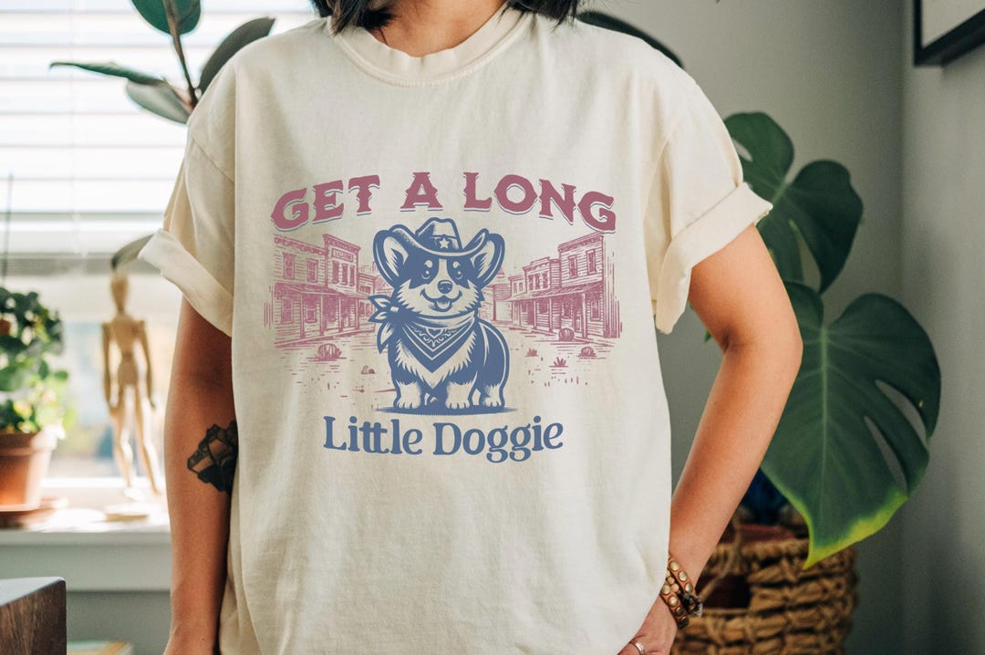 Western Corgi Comfort Colors Shirt: Funny Dog Graphic Tee - Etsy