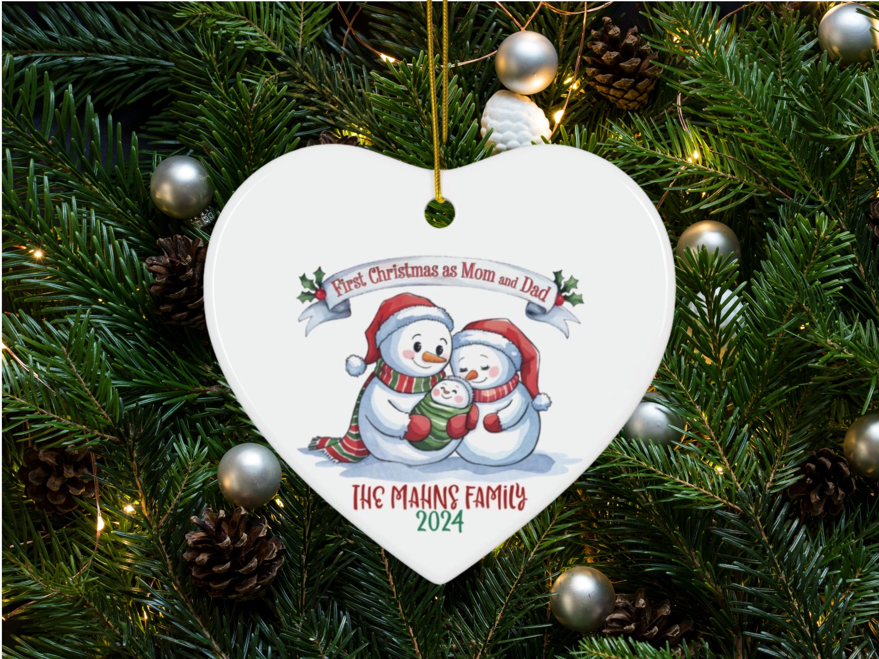Mom and Dad Ornament, Snowman Family, First Christmas as Parents ...