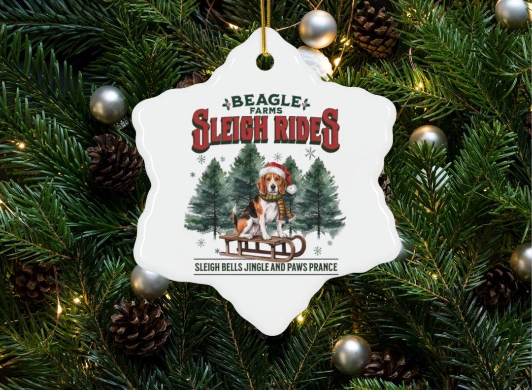 Beagle Ornament, Sleigh Ride, Christmas Decoration, Dog Lover Gift ...