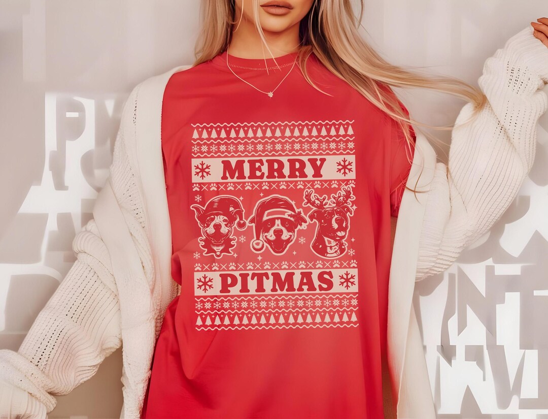 Christmas Pitbull Shirt, Pitbull Gifts, Ugly Christmas Sweater, Comfort ...