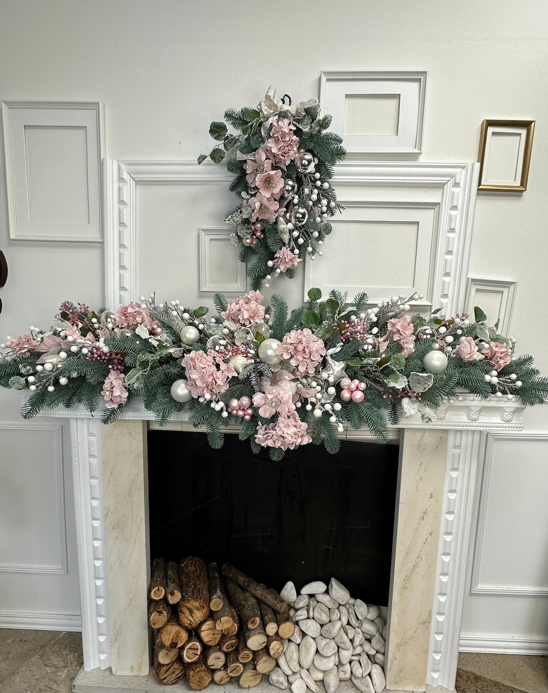 Rose Fireplace Garland, Long Christmas Garland, Christmas Garland for ...