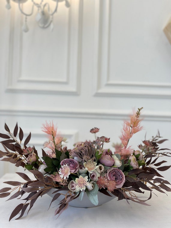 Floral arrangement Flower table Centerpiece Table Dusty | Etsy