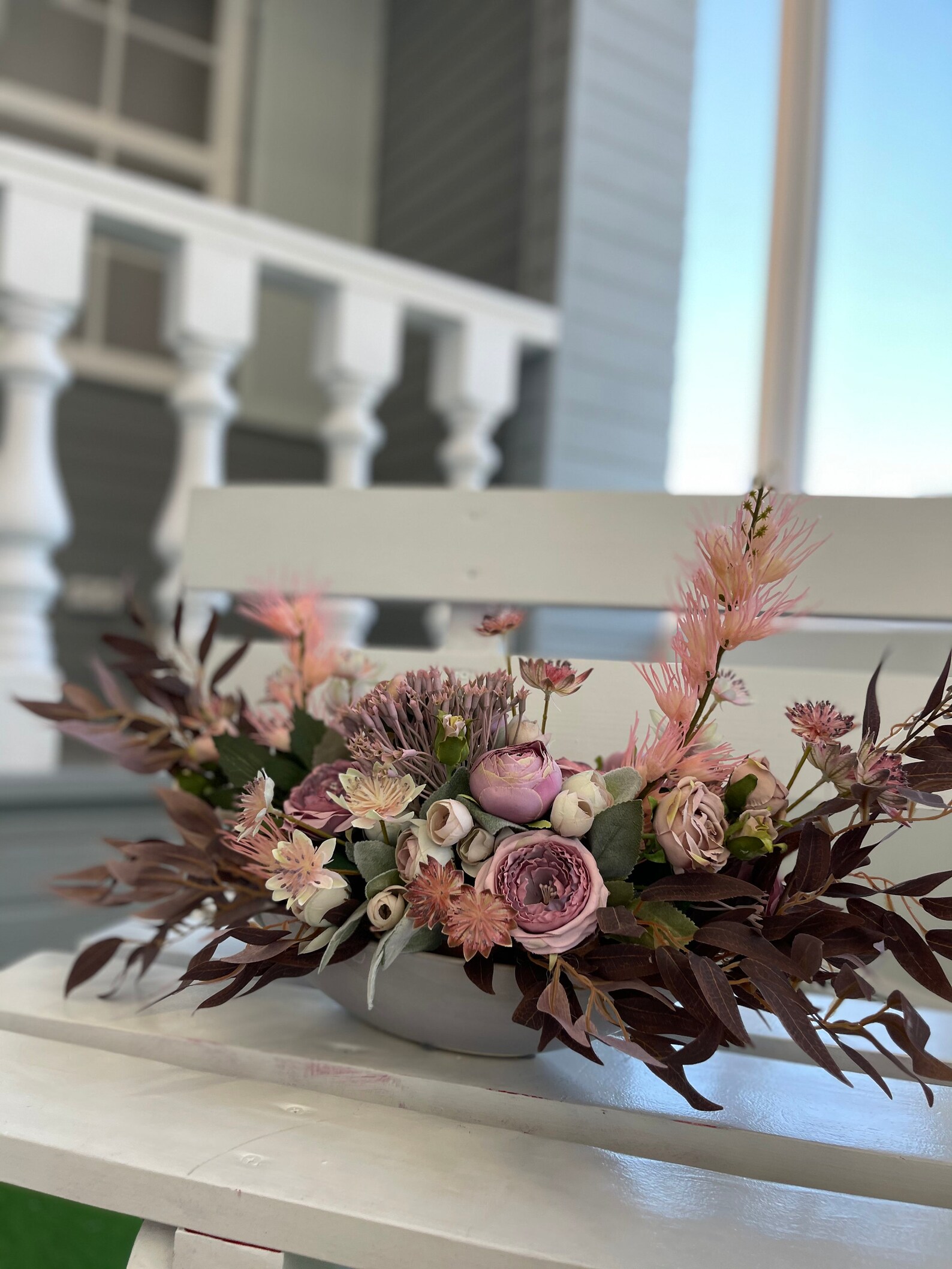 Floral arrangement Flower table Centerpiece Table Dusty | Etsy