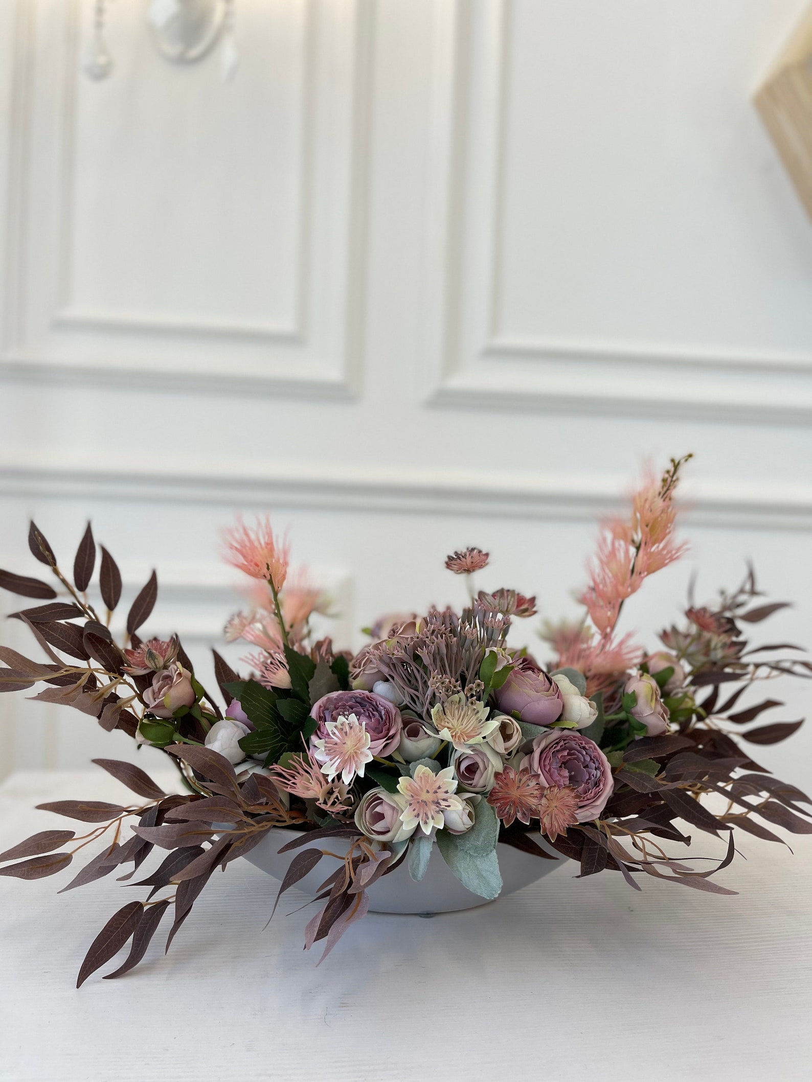 Floral arrangement Flower table Centerpiece Table Dusty | Etsy