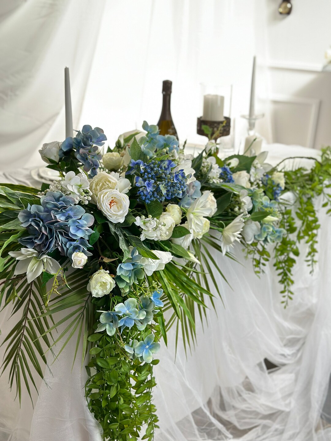 Wedding Flowers Garland Table Centerpiece, Artificial Flower Fireplace ...