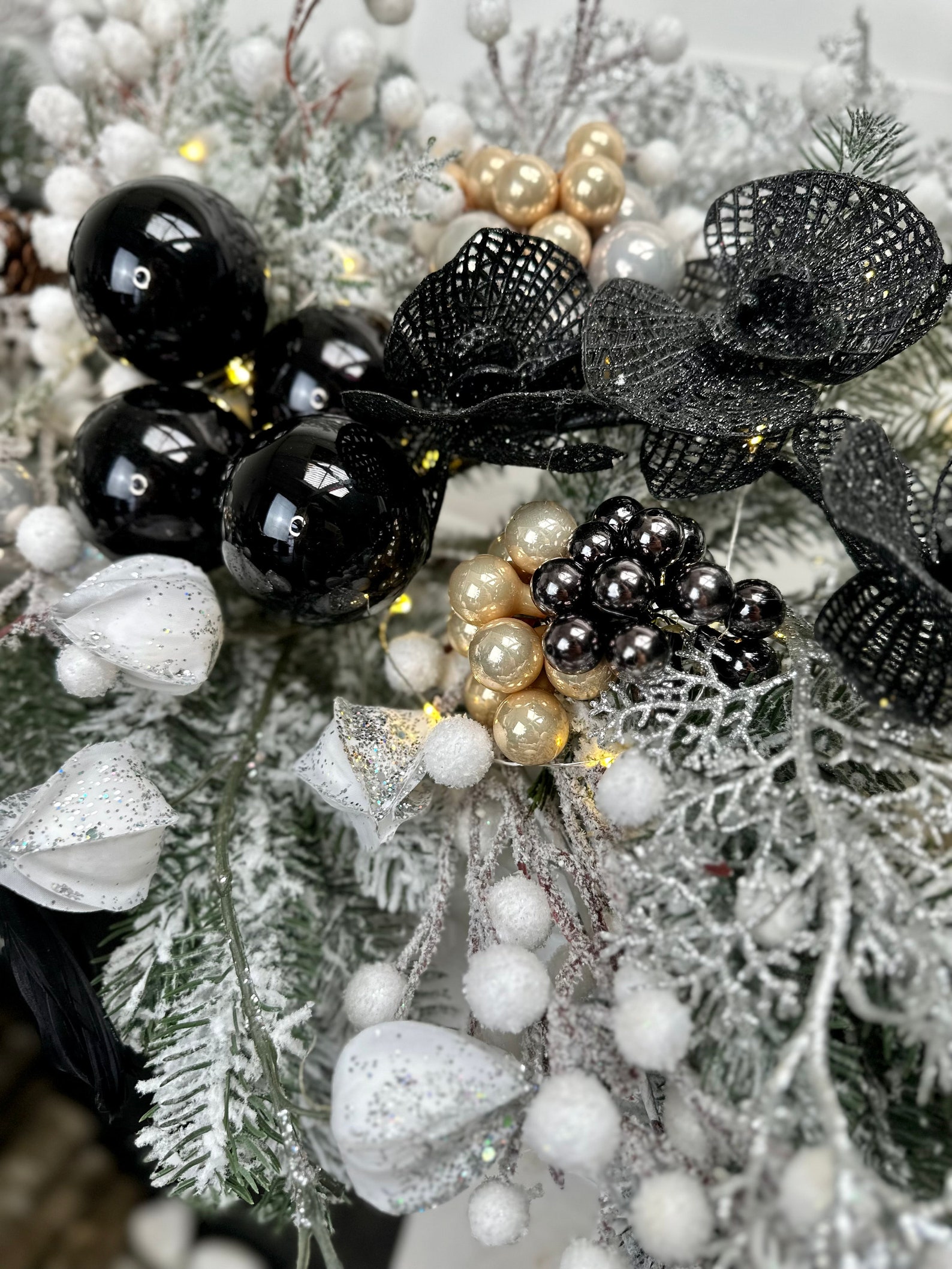 Big Christmas Garland White Black Winter Fireplace Garland - Etsy