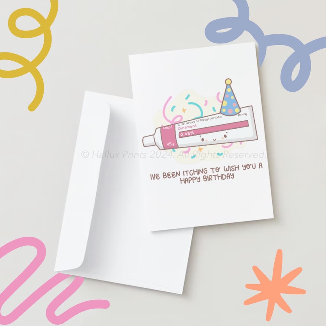 Itching to Wish You a Happy Birthday Medical Pun Greeting Card Steroid ...