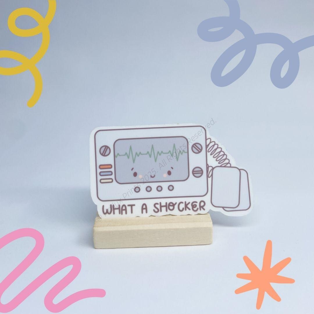 What a Shocker - Defibrillator Pun Sticker Diecut Waterproof Vinyl ...