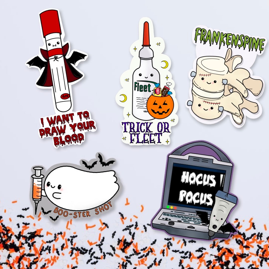 Halloween Spooky Healthcare Medical Pun Stickers - Holiday Vinyl ...