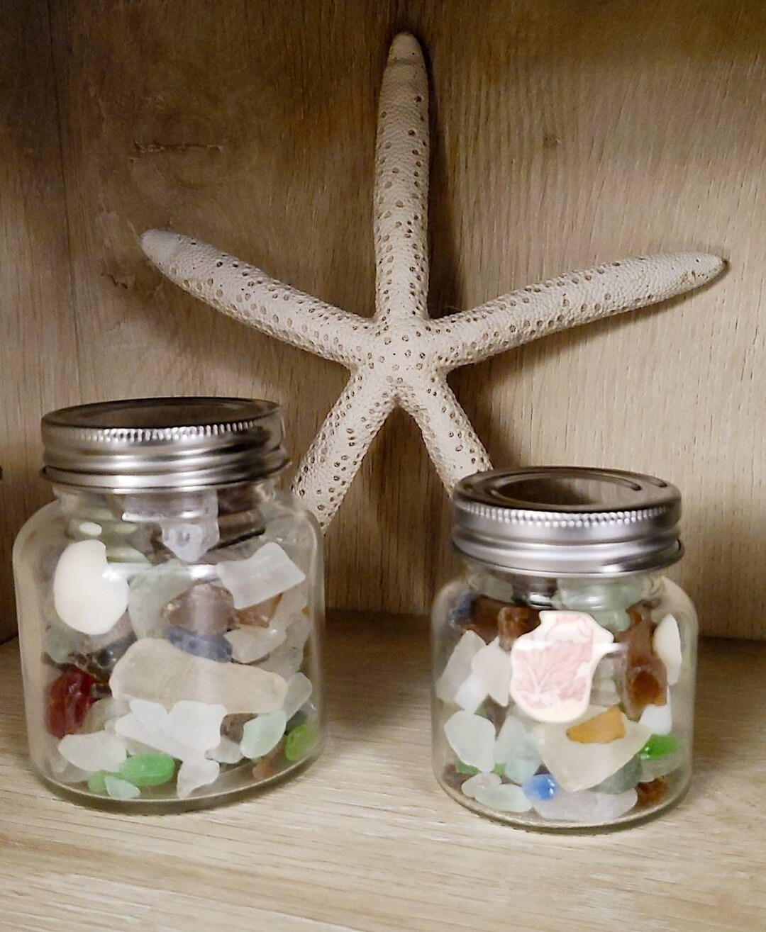Two Sizes of Beach Glass Jars - Etsy