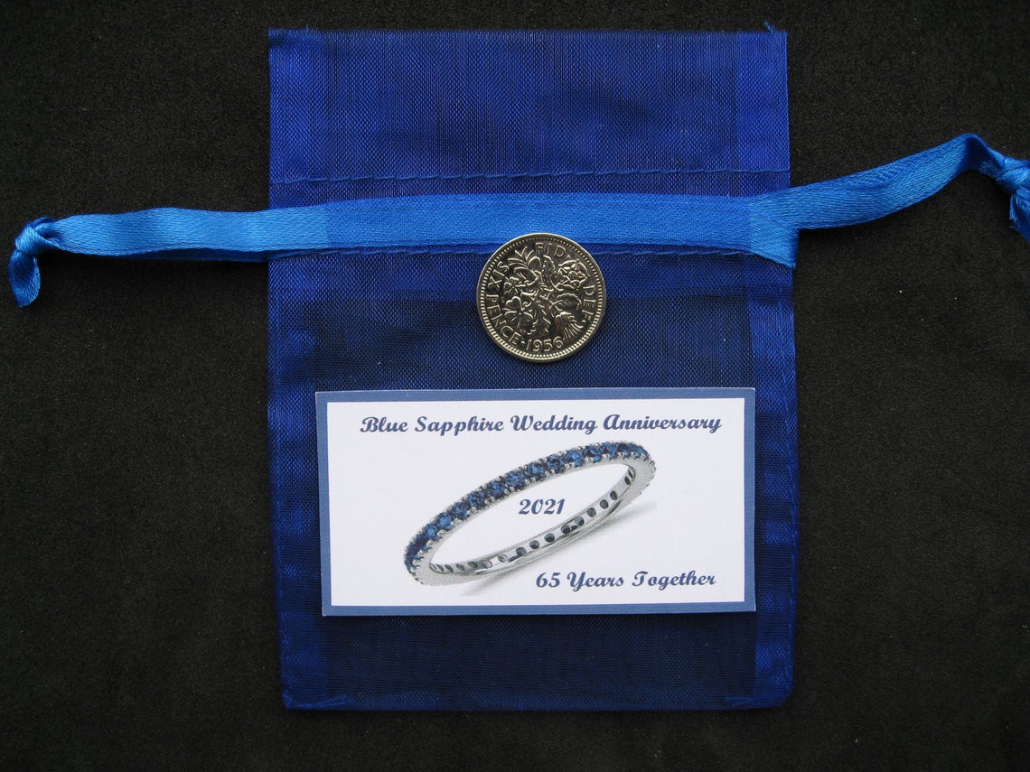 65th Blue Sapphire Wedding Anniversary Gift 1956 Sixpence | Etsy