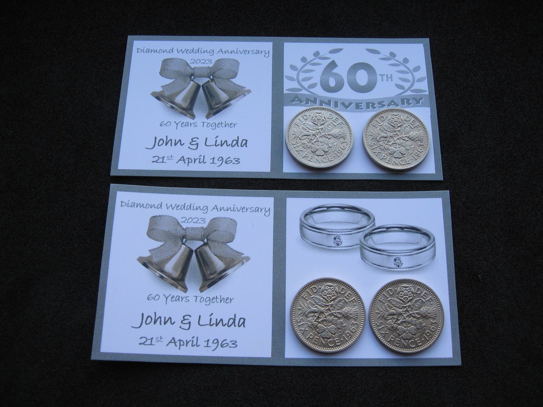 Diamond Wedding Anniversary in 2023 Personalised Gift 1963 Sixpence ...
