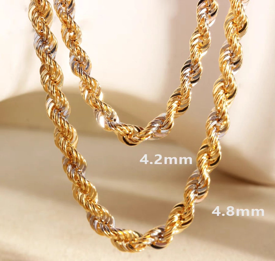 18K Gold Dual Color Rope Chain 18K Gold 18K White Gold Rope Chains - Etsy