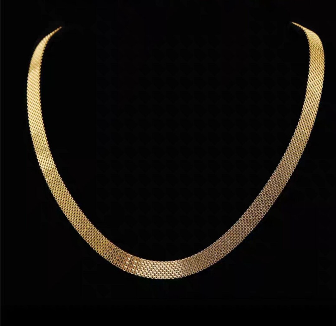 18K Gold Mesh Chain 18K Gold Bismarck Chain Necklace - Etsy