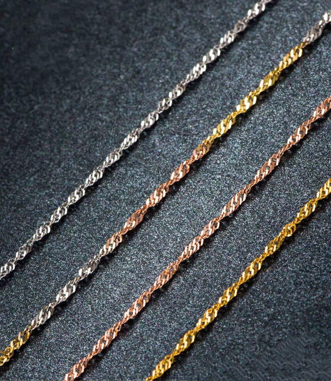 18K Gold Singapore Chain 18K White Gold 18K Tri Color Gold 18K Rose ...