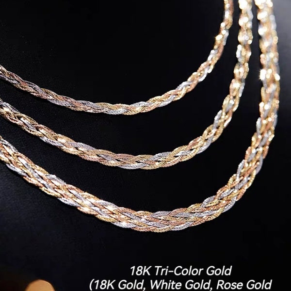Gold Braided Tri Color Necklace - Etsy