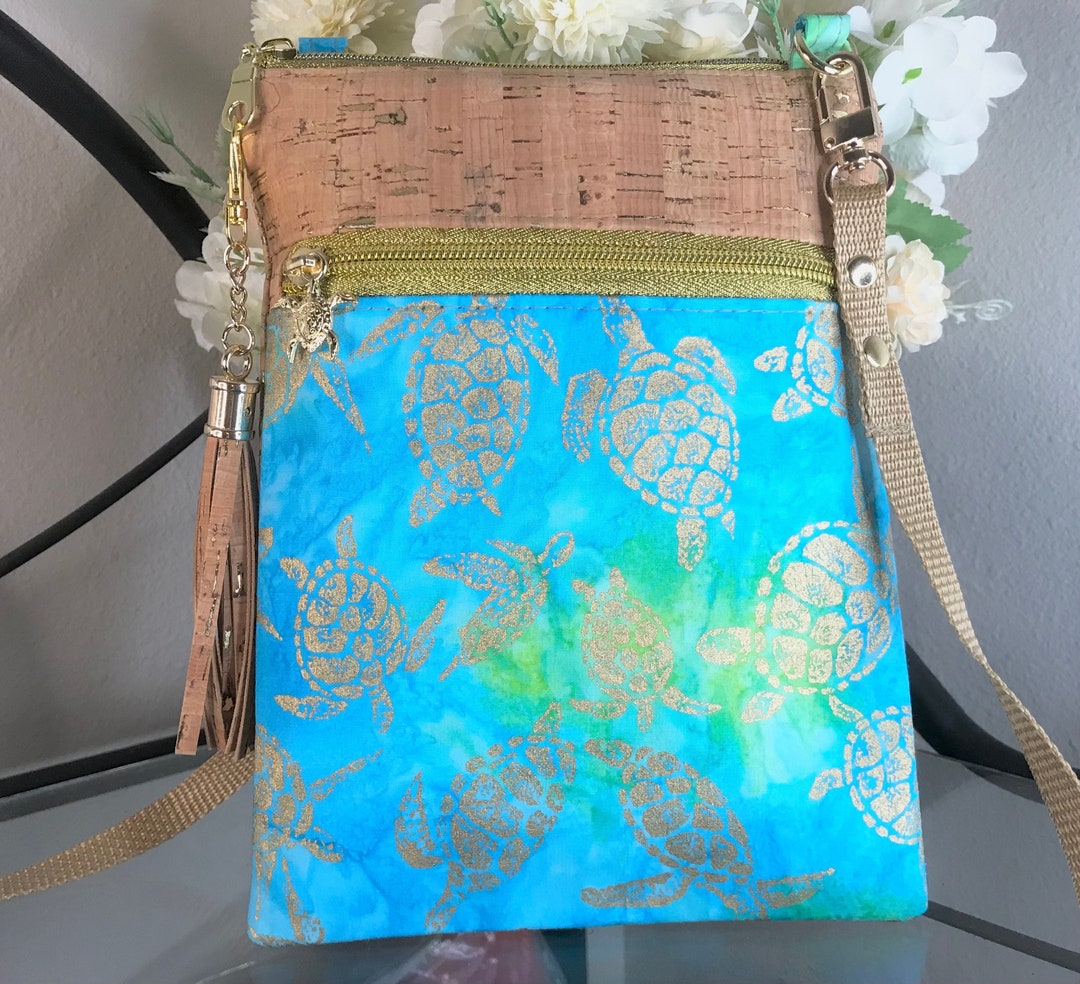 Natural Cork With Gold Flecks and Cotton Cell Phone Bag - Etsy