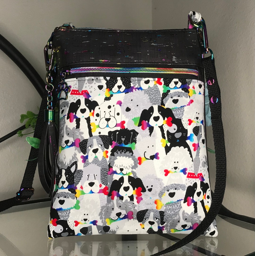 Black Rainbow Metallic Fleck Cork and Cotton Cell Phone Bag Crossbody ...