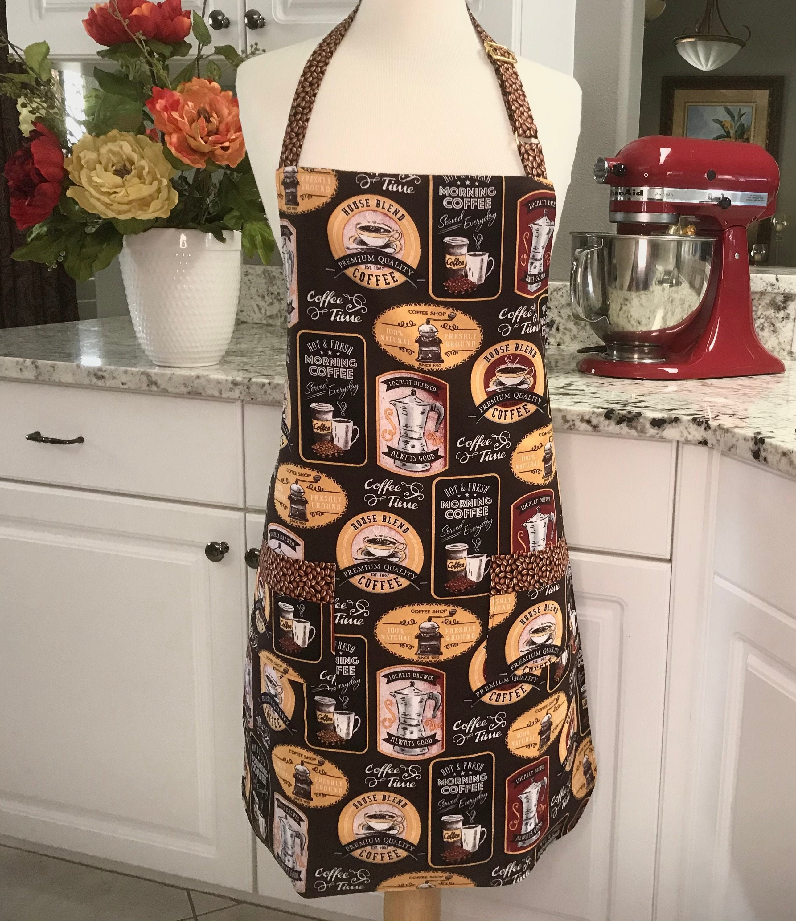 Coffee apron reversible apron full body apron apron with | Etsy