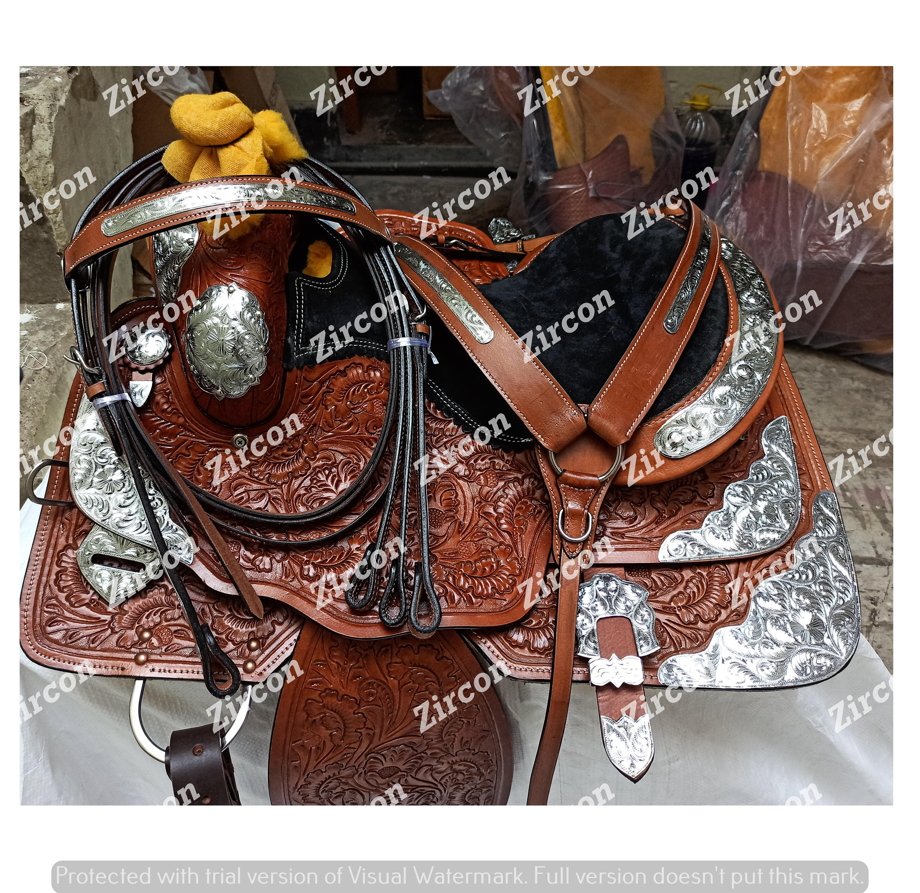 Western Sattel Leder Western Show Tack Western Pleasure Rindsleder ...