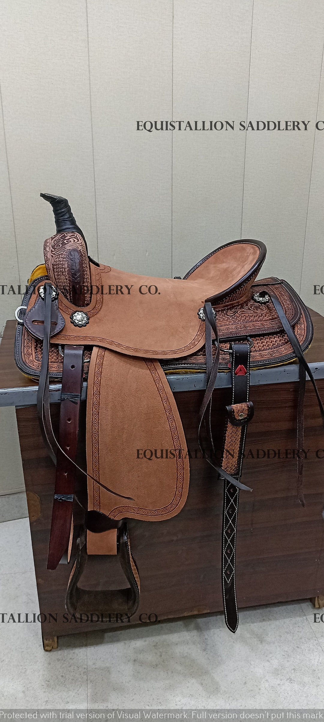 New Leather Western Premium Saddle Roughout Seat With Beautiful Tooling ...