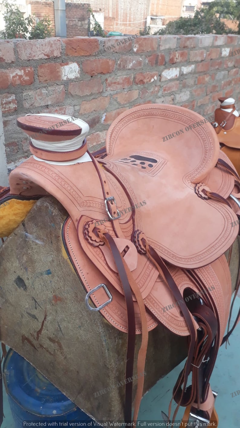 Rough Out Western Natural Leather Hand Carved Roper Ranch - Etsy