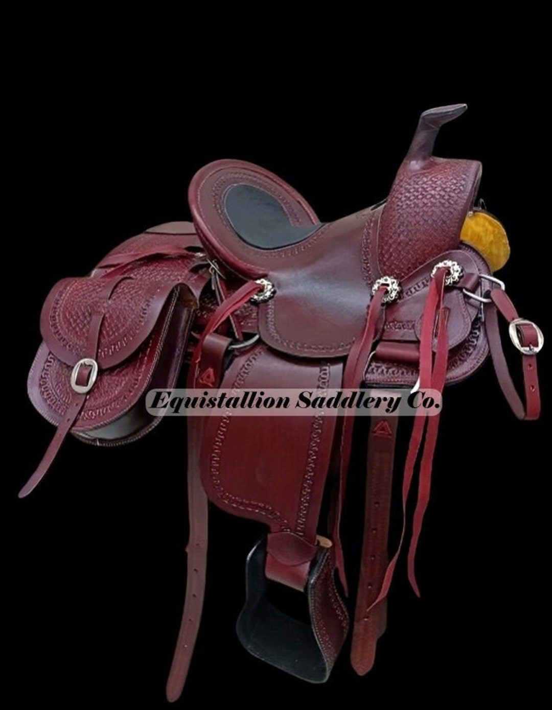 Leather Western Premium Horse Saddle Set With Bag Folk Wade Roping ...