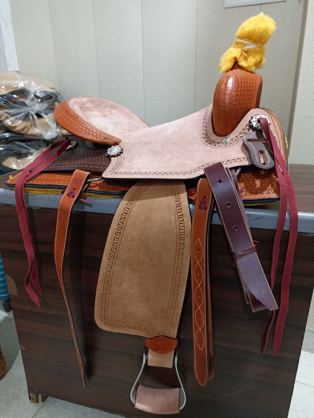 Leather Western Horse Riding Barrel Racing Ranch Roping Saddle Ith ...