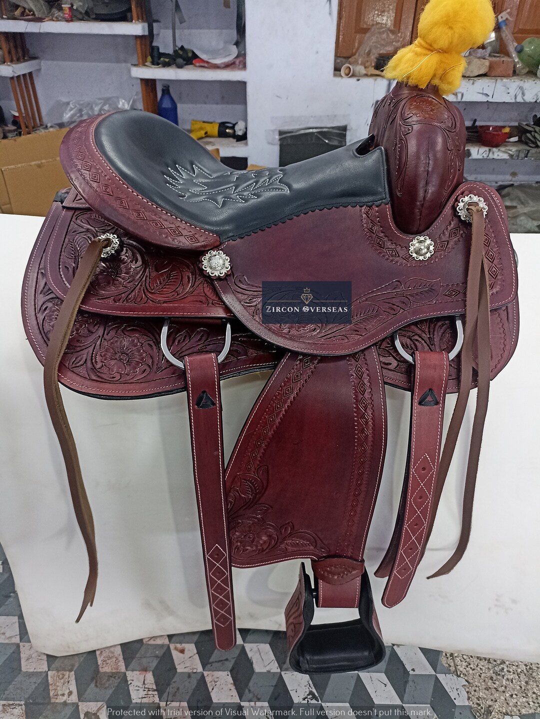 Ranch Roper Leather Barrel Saddle Beautifully Stitched Seat Handmade ...