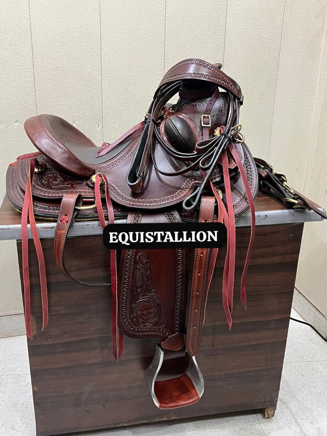 New Leather Western Horse Saddle Wade Tree Ranch Roping Tack Set With ...