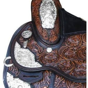 Western Show Saddle Horse Tack Silver Premium Genuine Cowhide Leather ...