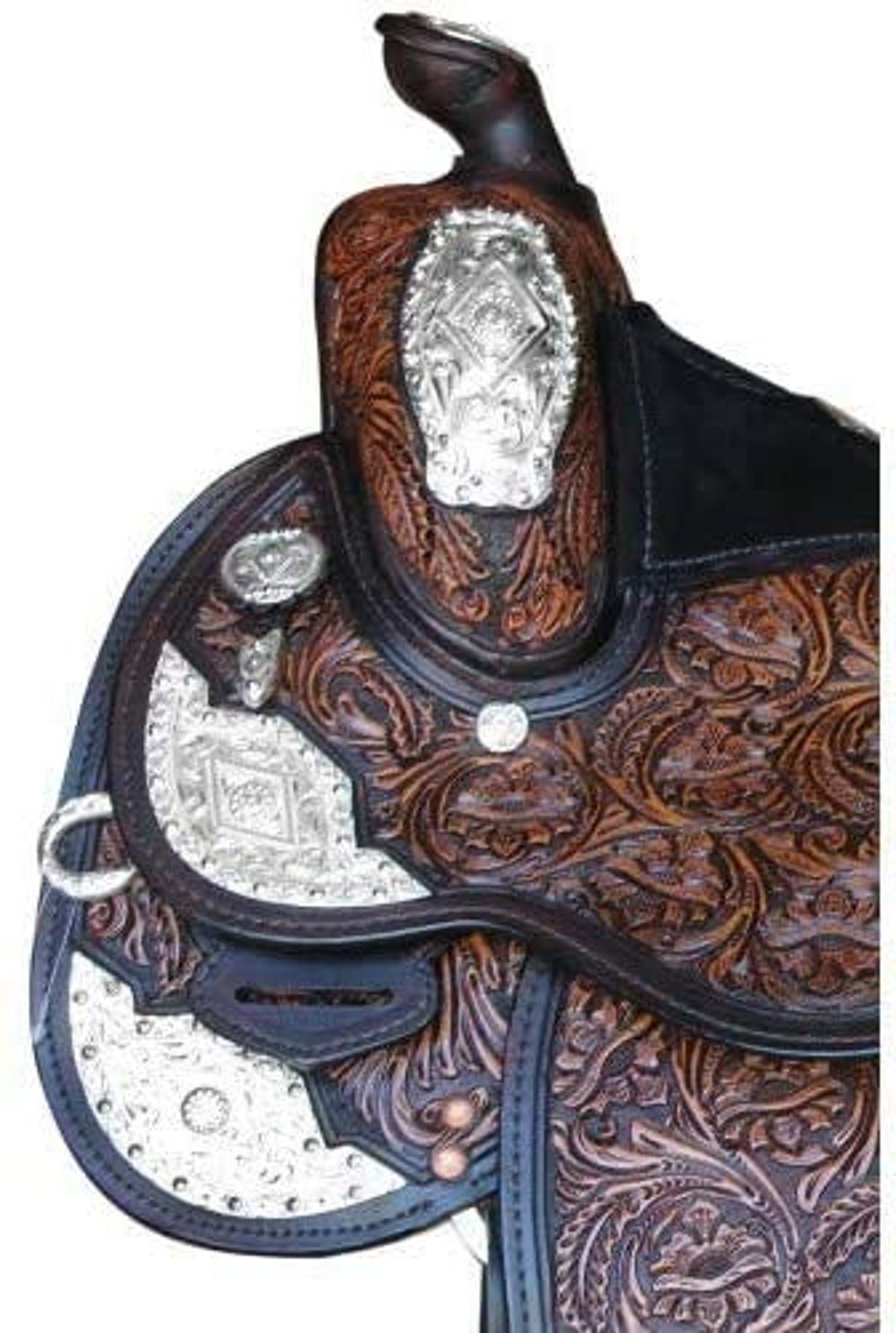 Western Show Saddle Horse Tack Silver Premium Genuine Cowhide Leather ...