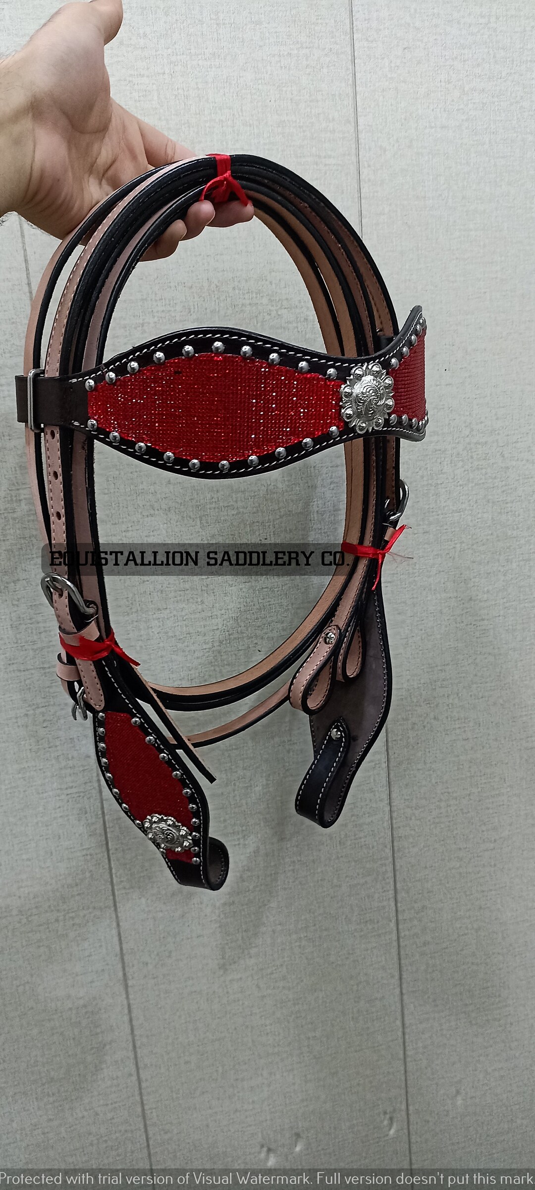 New Premium Leather Western Crystal Headstall With Conchos and Reins by ...