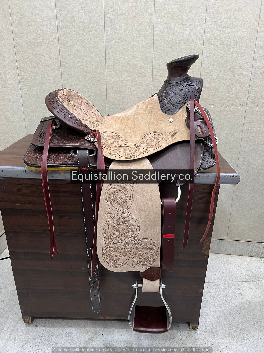 New Premium Leather Horse Western Wade Tree Saddle Roping Ranch Roper ...