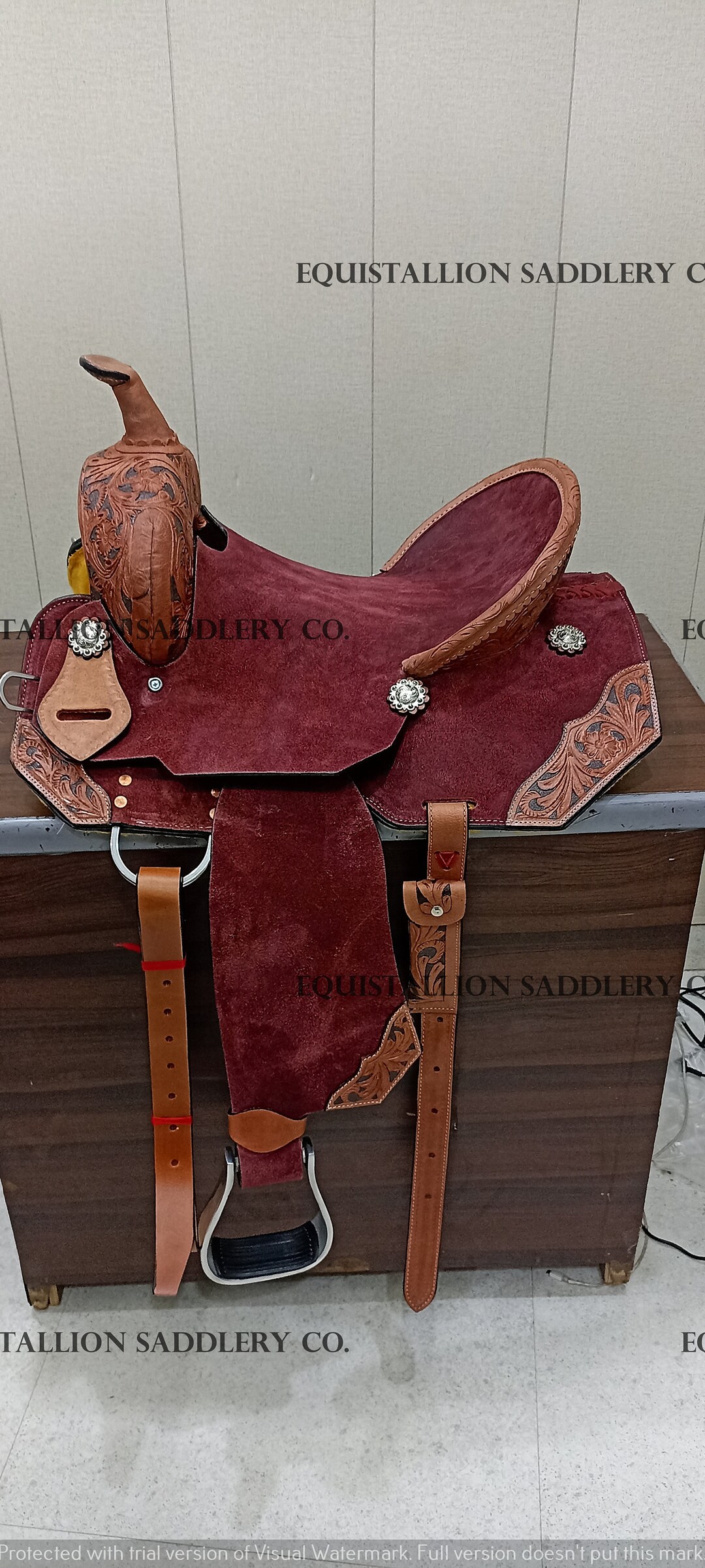 Leather Western Barrel Racing Roping Ranch Roughout Reddish Leather ...