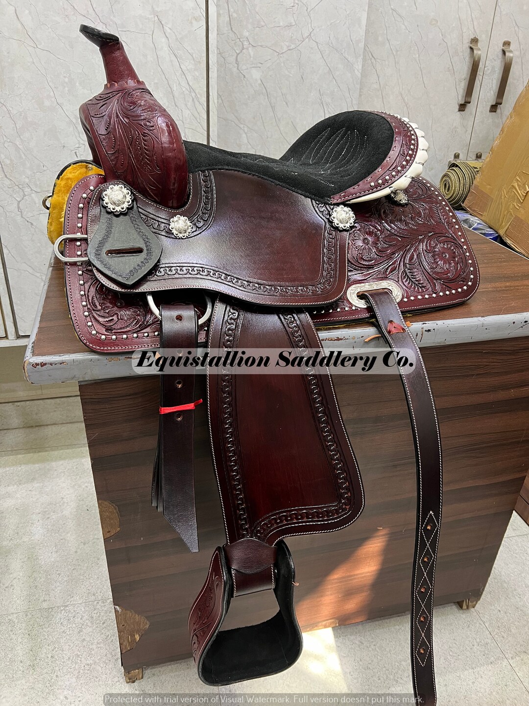 New Leather Western Riding Horse Saddle Set Barrel Racing Saddles ...