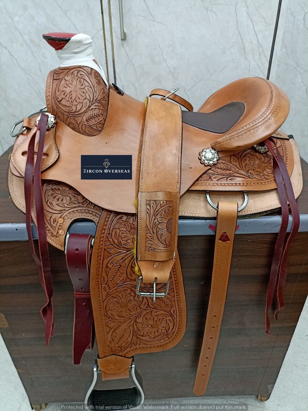 Genuine Leather Western Wade Tree Saddle With Free Matching Headstall ...