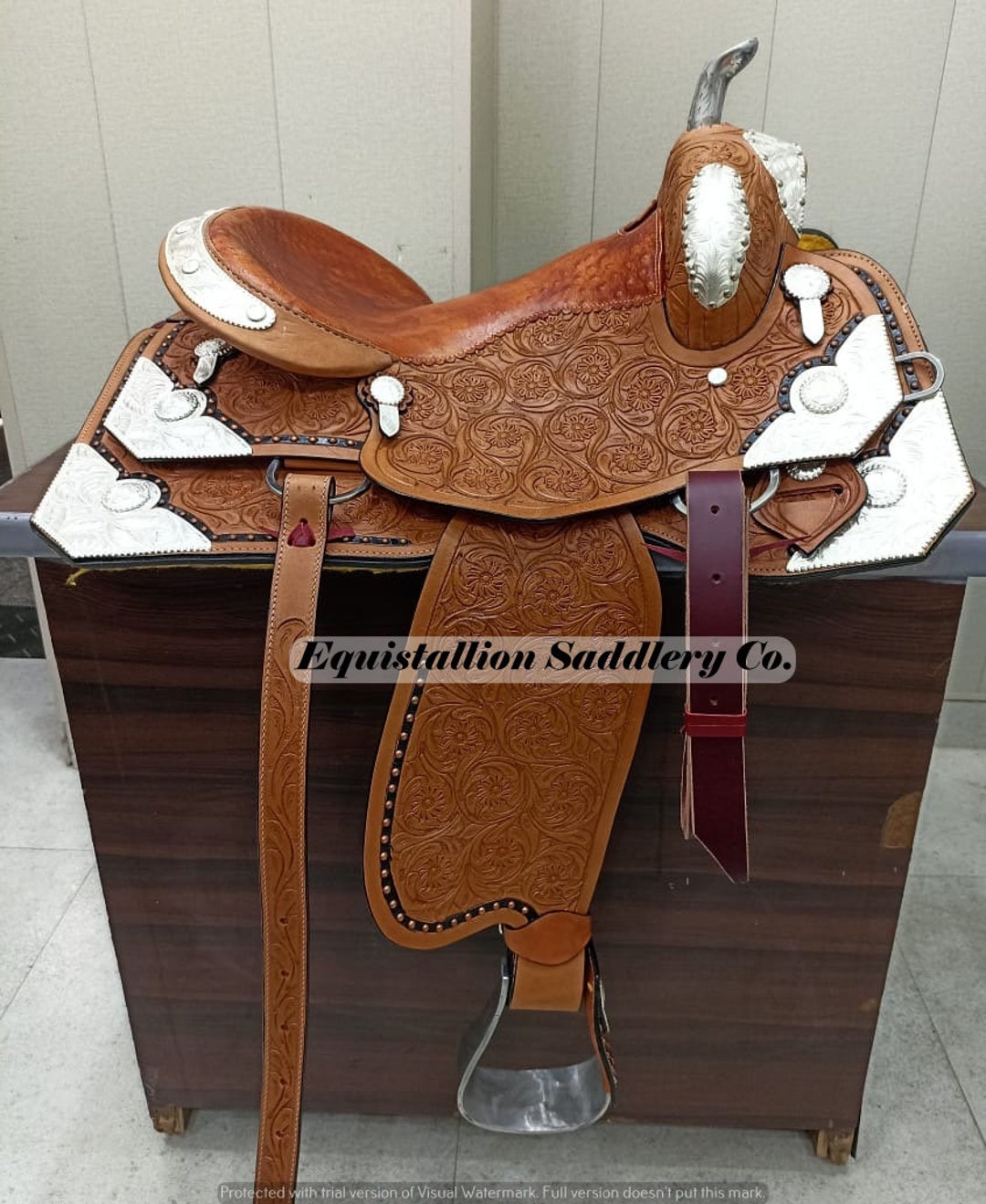 Western Show Saddle Silver Genuine Cowhide Leather Western Pleasure ...