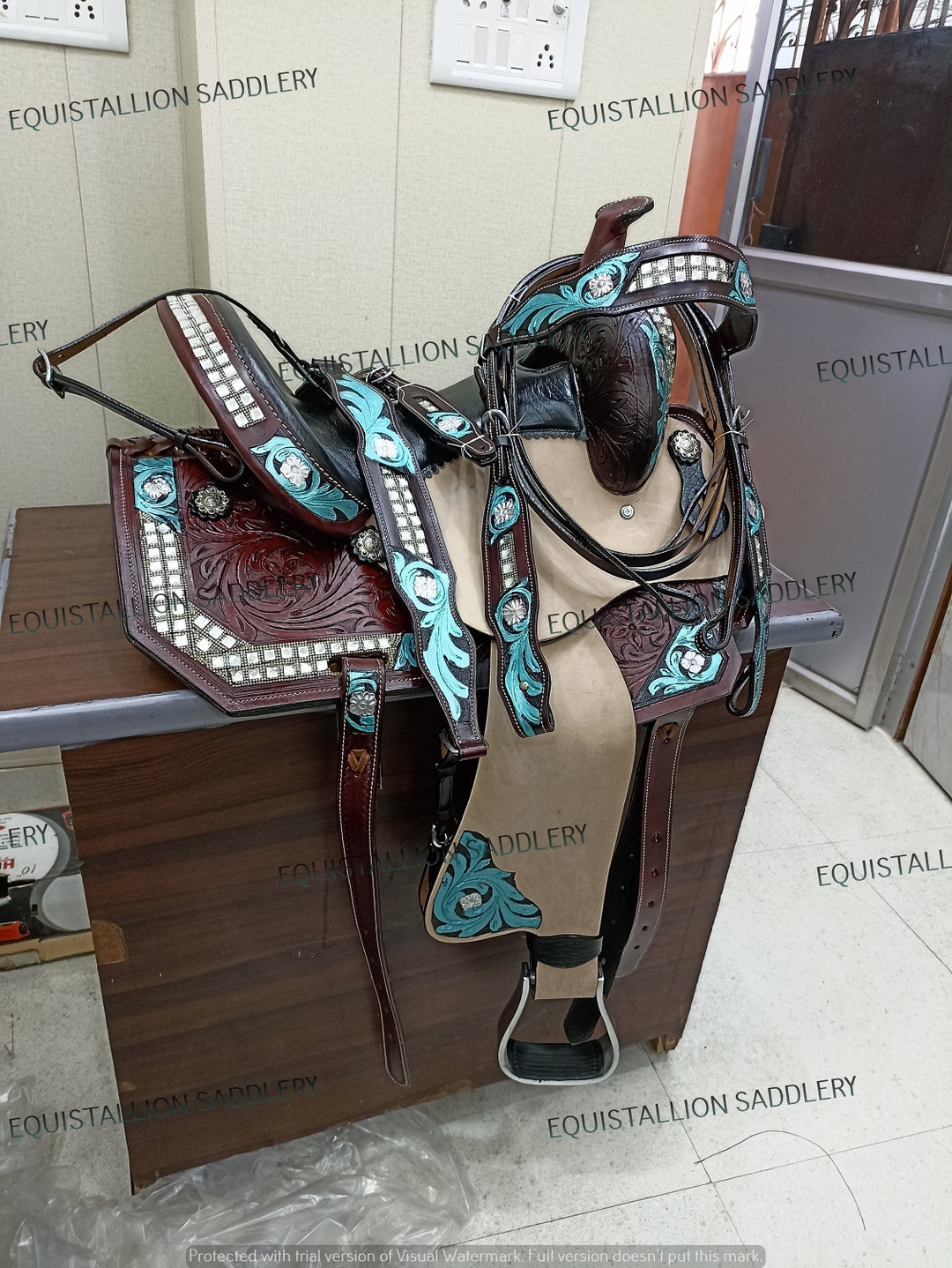 Western Leather Barrel Horse Saddle Ranch Roper Roping Tack Set 10" to ...