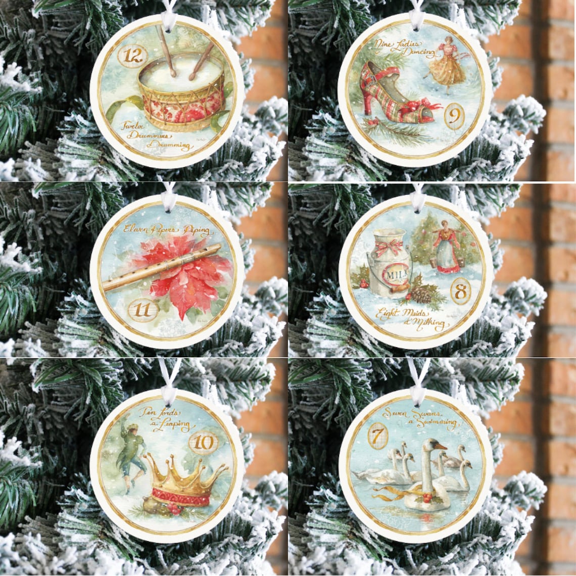 Full Set of All 12 Days of Christmas Ornaments - Etsy