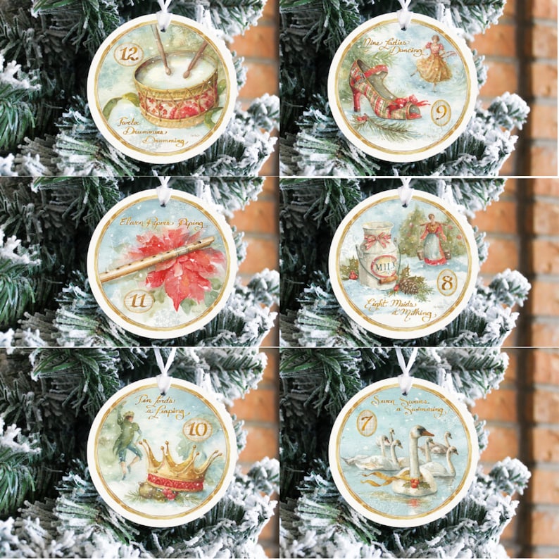 Full Set of All 12 Days of Christmas Ornaments - Etsy