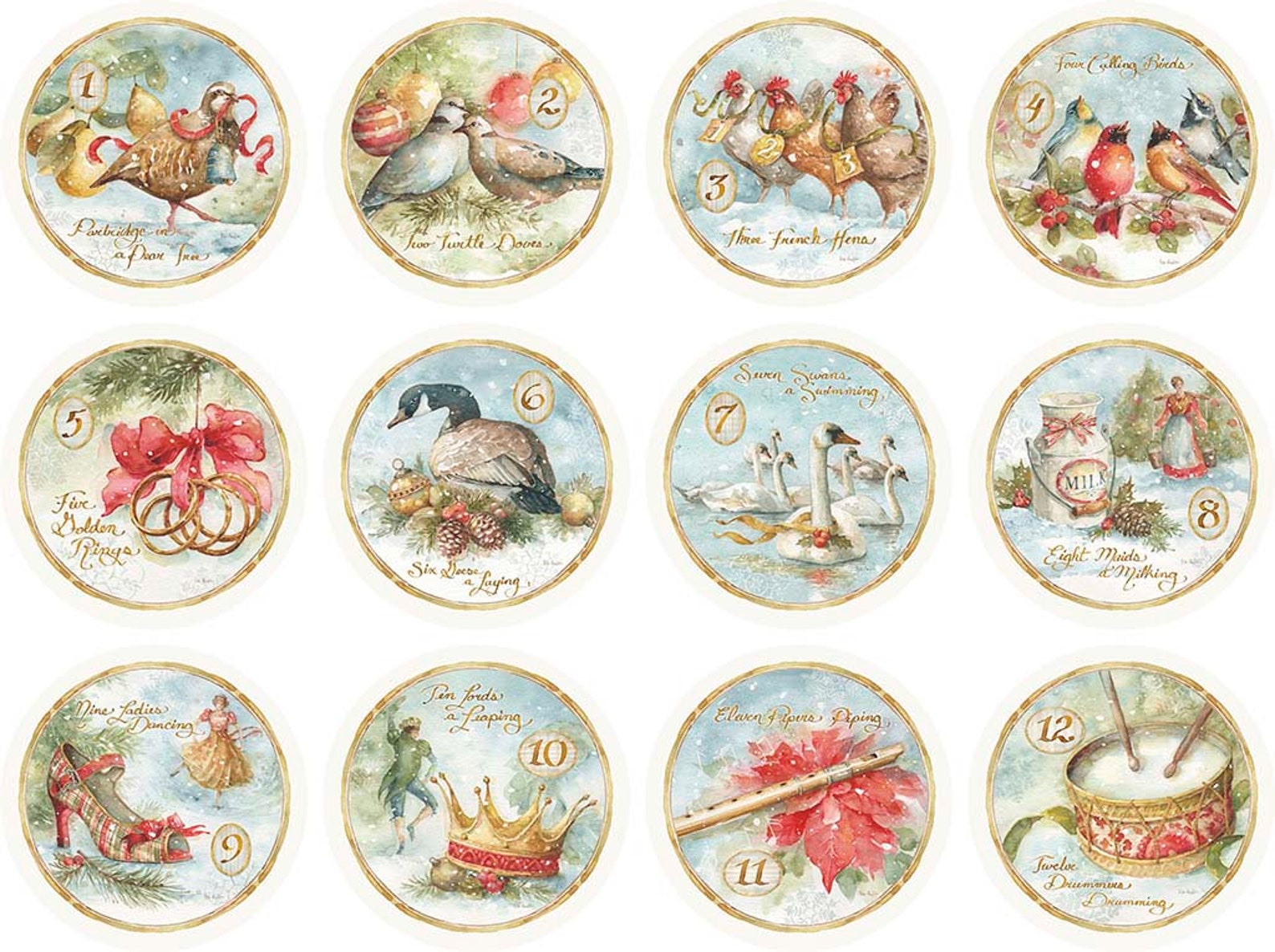 Full Set of All 12 Days of Christmas Ornaments - Etsy