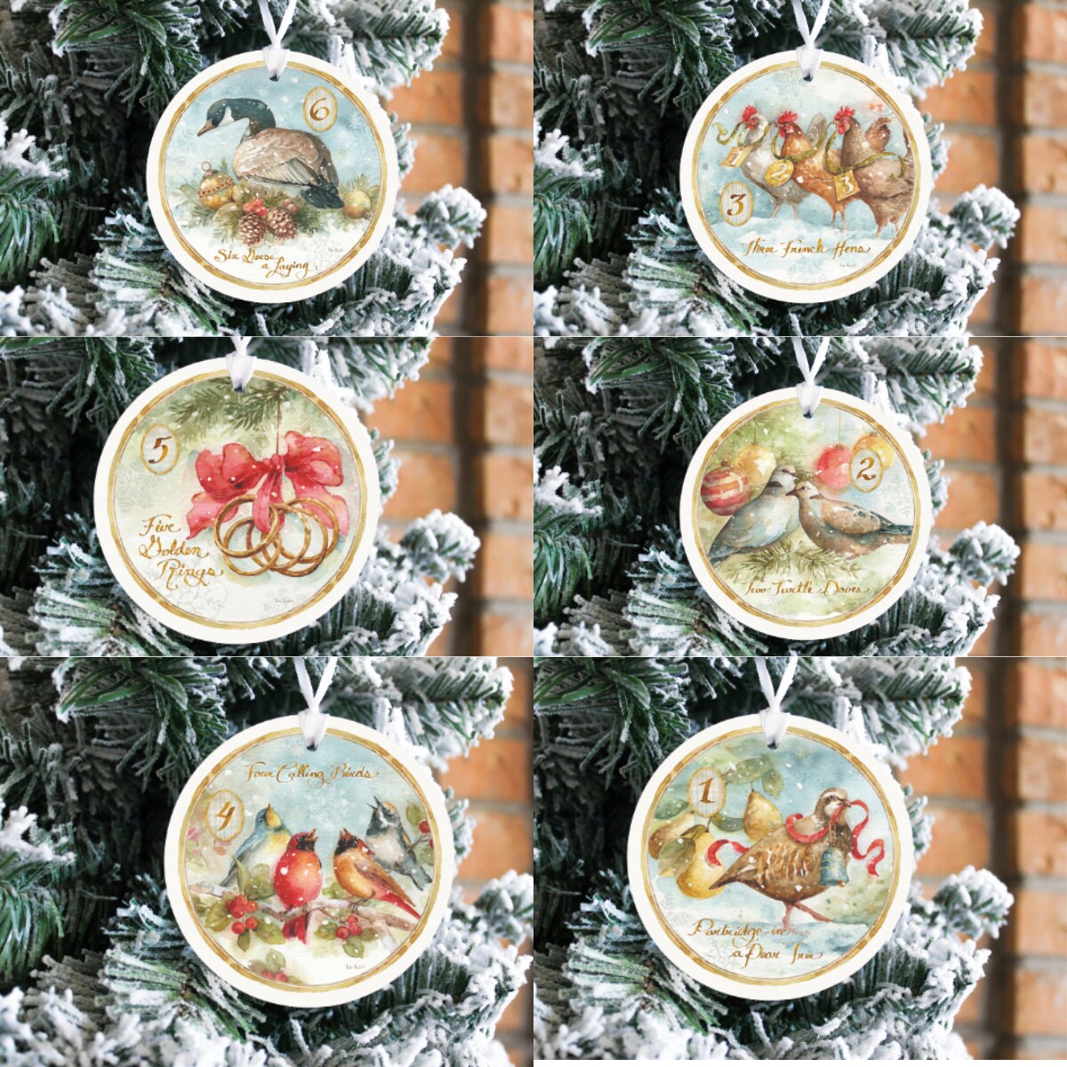 Full Set of All 12 Days of Christmas Ornaments - Etsy