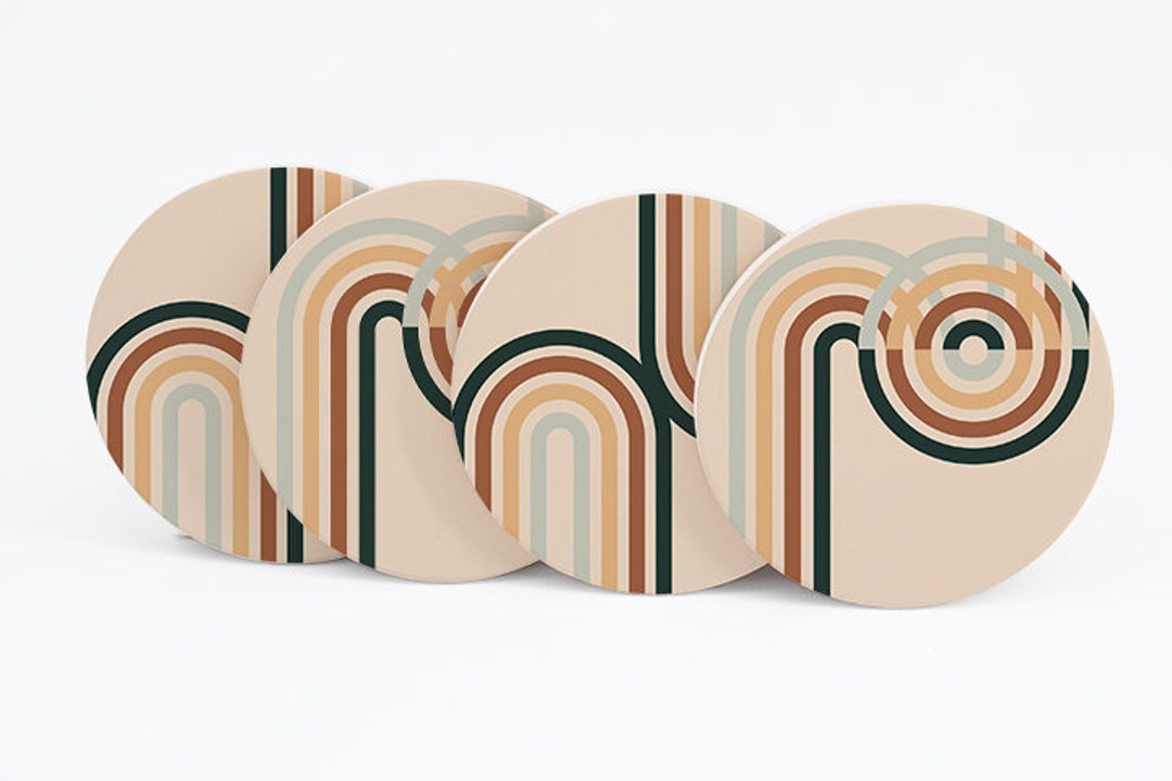Ceramic Coaster Modern Minimalist Design 1 Retro Design - Etsy