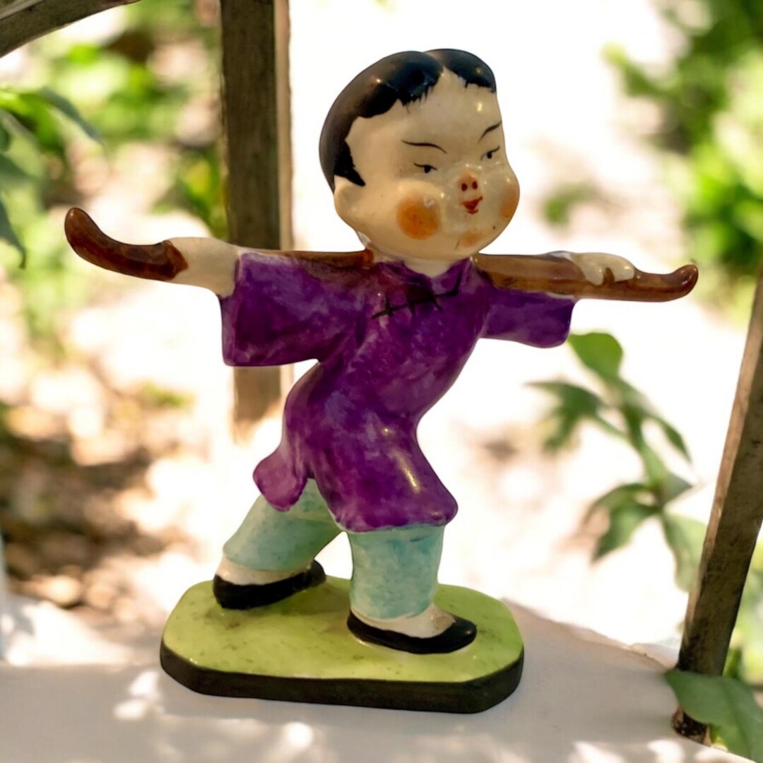Vintage Ceramic Figurine Japanese Boy Practicing Karate Made in Japan ...