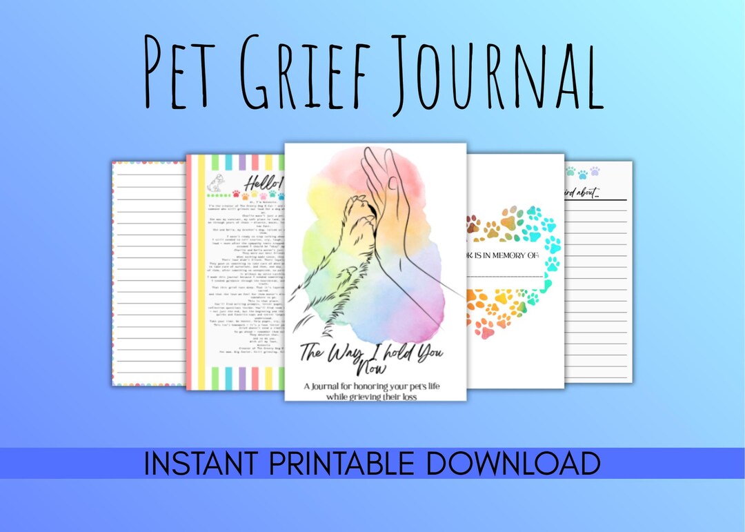 Pet Grief Journal Printable - Pet Loss Memory Book - Digital Download ...