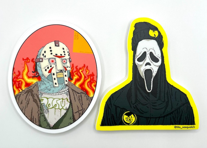 Hip Hop Horror | 2 Sticker Pack | Metal Face Jason MF DOOM | OG ...